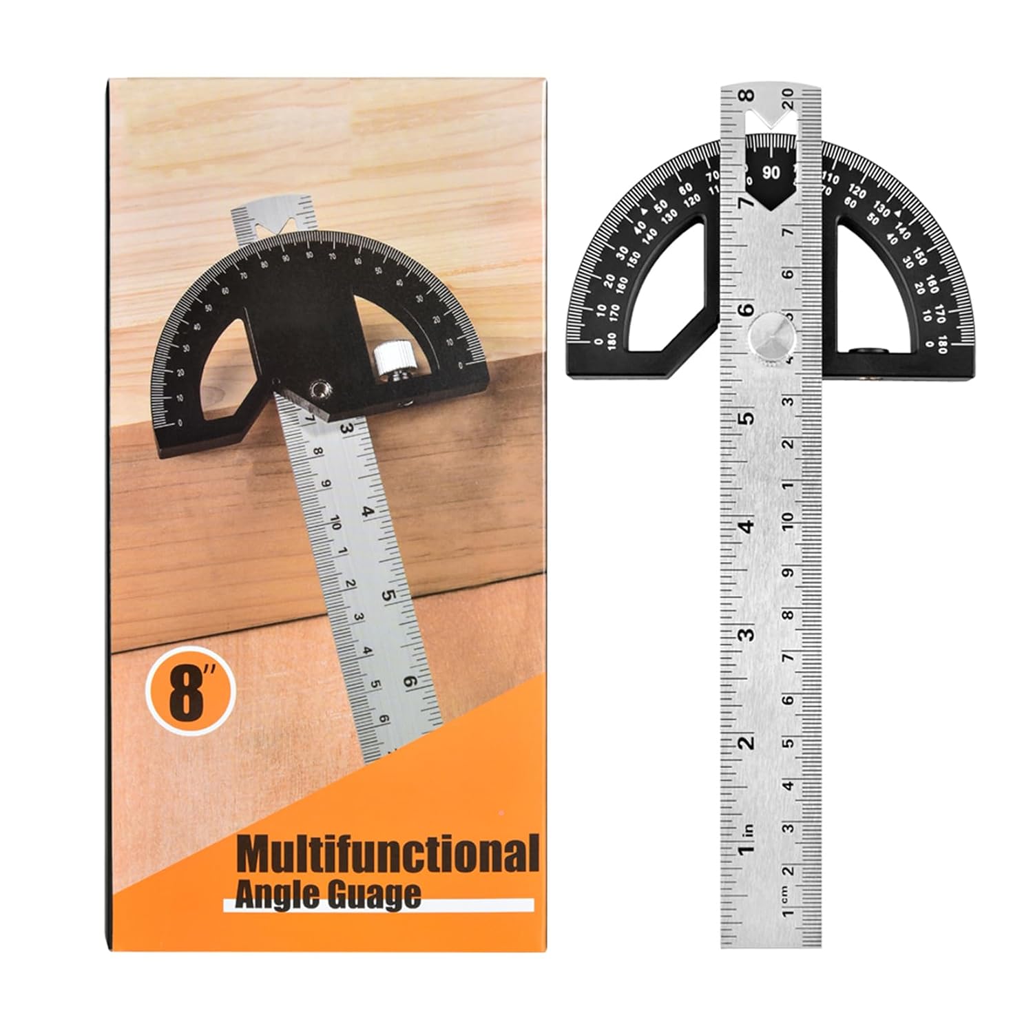 Protractor Angle Ruler - Adjustable Stainless Steel Gauge With 0-180 ...