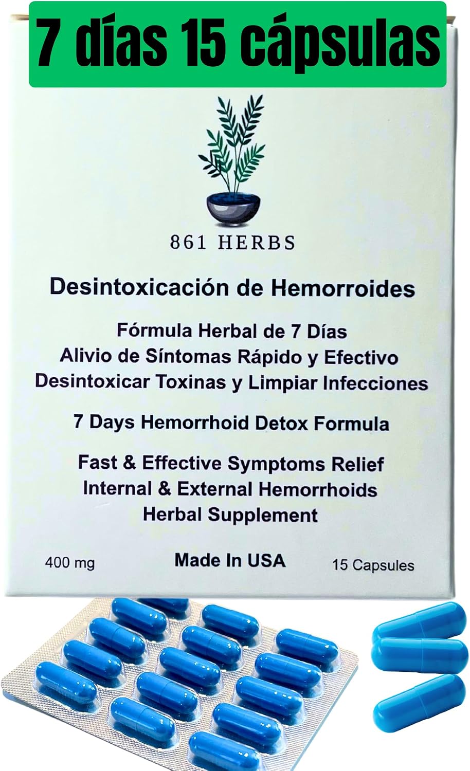 Amazon.com: 861 HERBS Hemorrhoid Detox,7 Days 15 Capsules, Abordar las ...