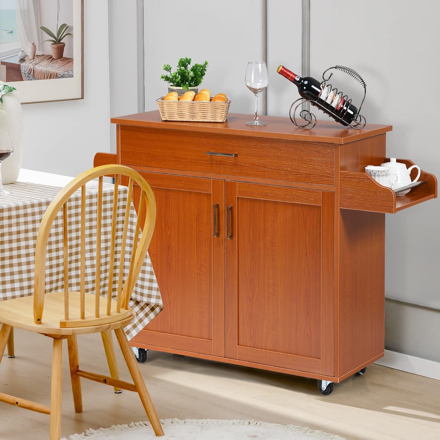 Amazon.com: IFANNY Kitchen Island, Rolling Storage Cart with Drawers ...