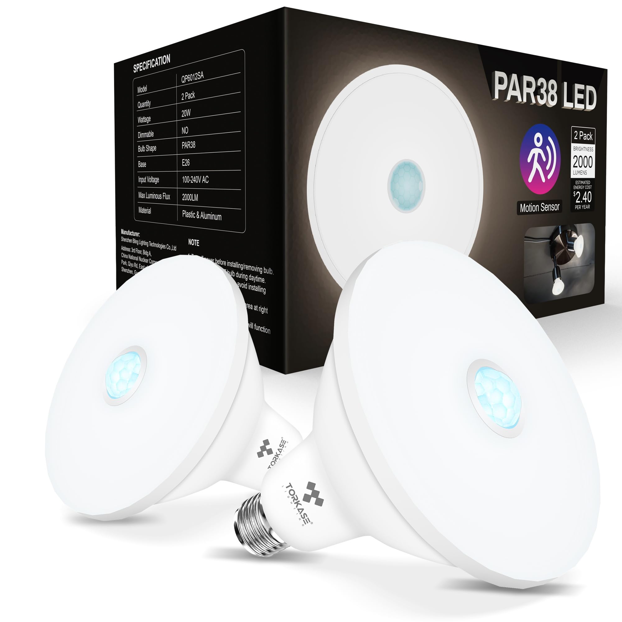 Amazon.com: Torkase Upgraded Motion Sensor Light Bulbs, Outdoor ...