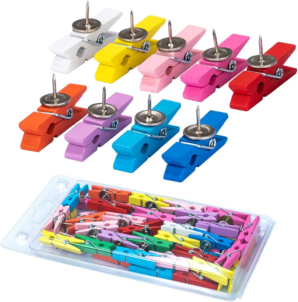 Amazon.com: Push Pin Clips for Cork Board, 60 Pcs Colorful Push Pins ...