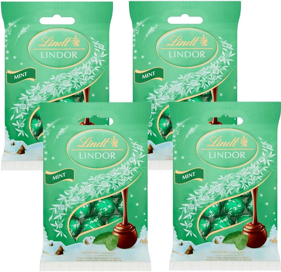 LINDT LINDOR Milk Mint Mini Truffles 80g Bags (4) : Amazon.co.uk: Grocery