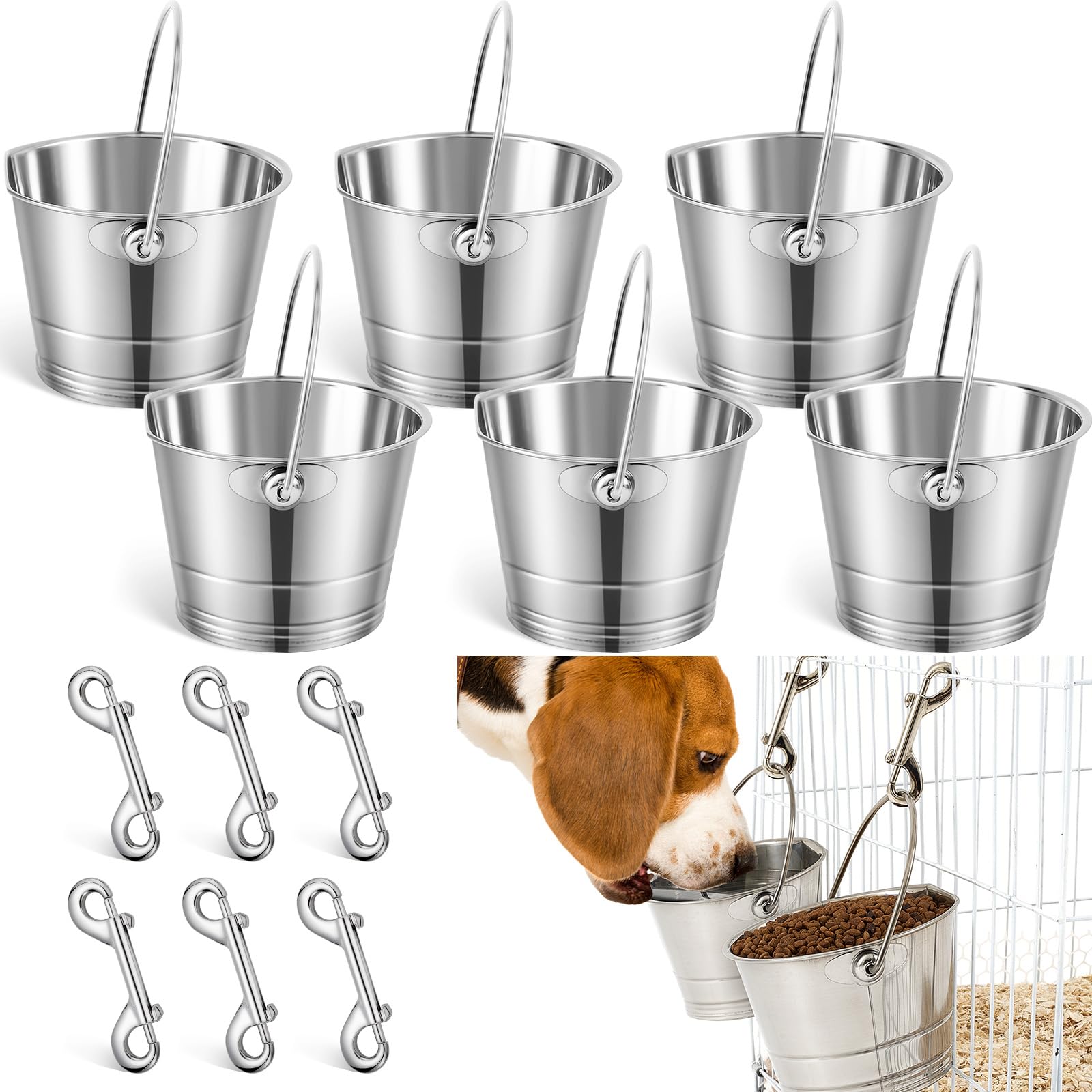 Snapklik.com : Mumufy 6 Set 1 Quart Stainless Steel Flat Side Bucket ...