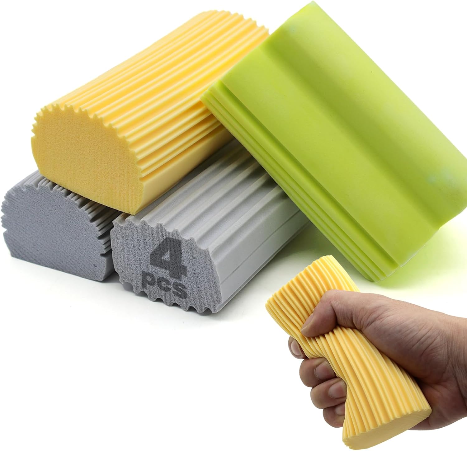 Amazon.com: YZHDUXIU 4-Pack Damp Clean Sponge, 4 Different Shapes ...