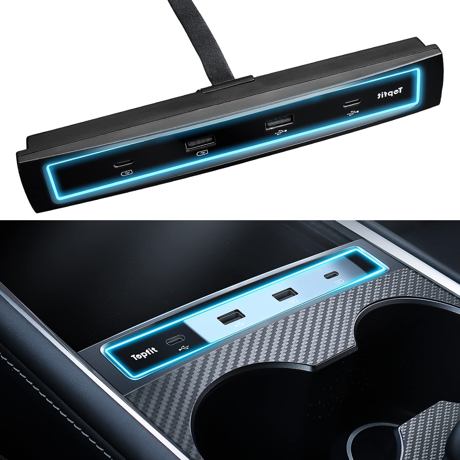 Buy topfit USB Hub for Tesla Model 3 Model Y 2021 2022 Center Console ...