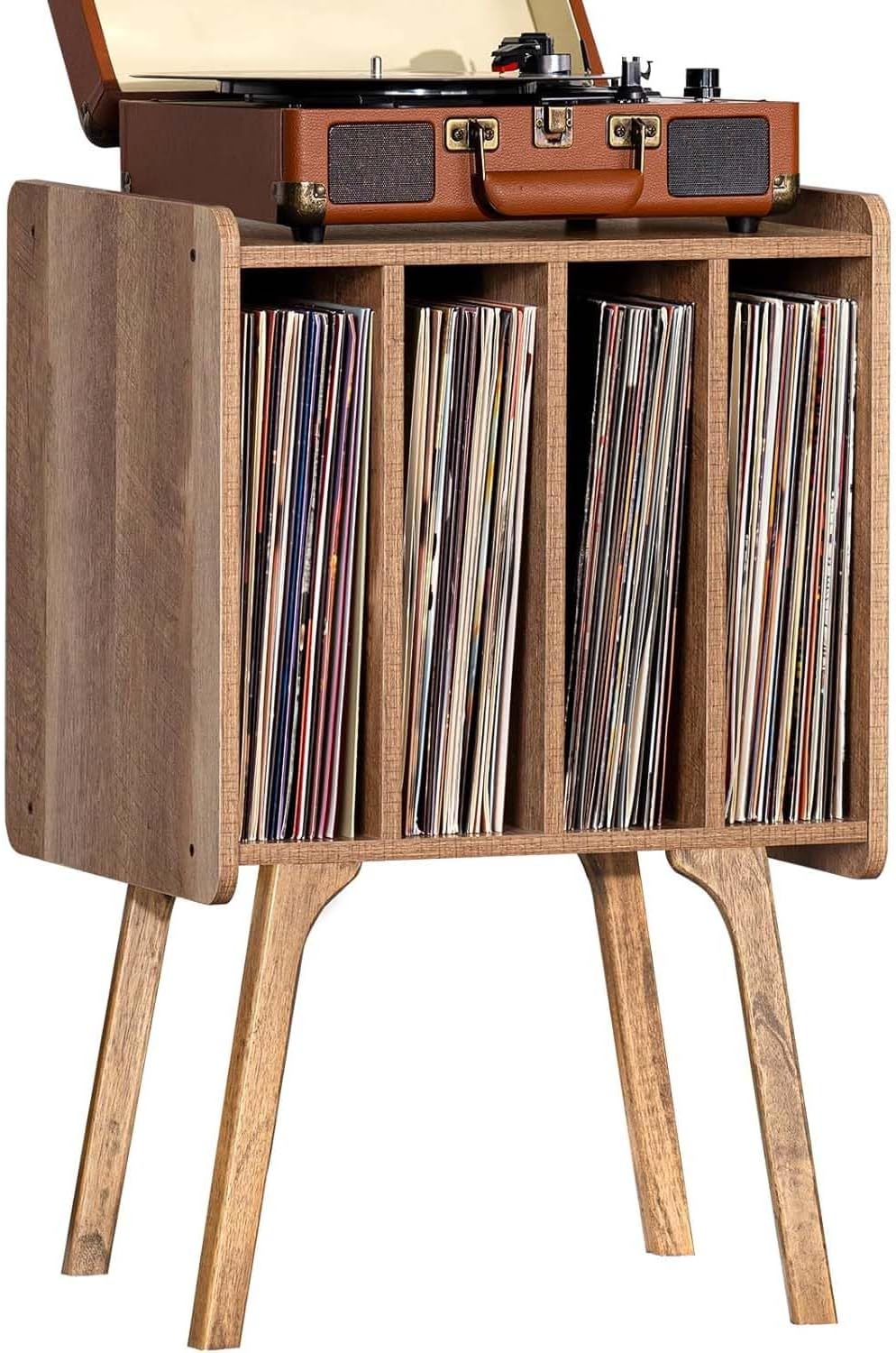 Amazon.com: NEIDE Oak Grey Vinyl Record Storage Table with Cabinet for ...