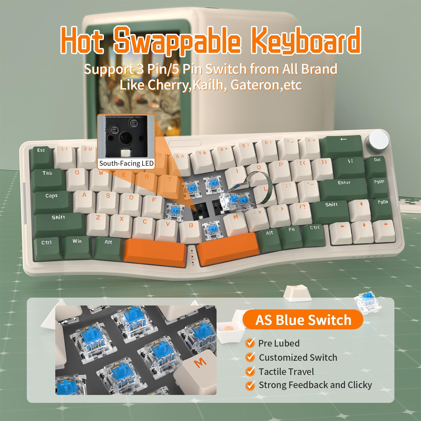 Snapklik.com : ATTACK SHARK AKS068 Wired Mechanical Gaming Keyboard 65% ...