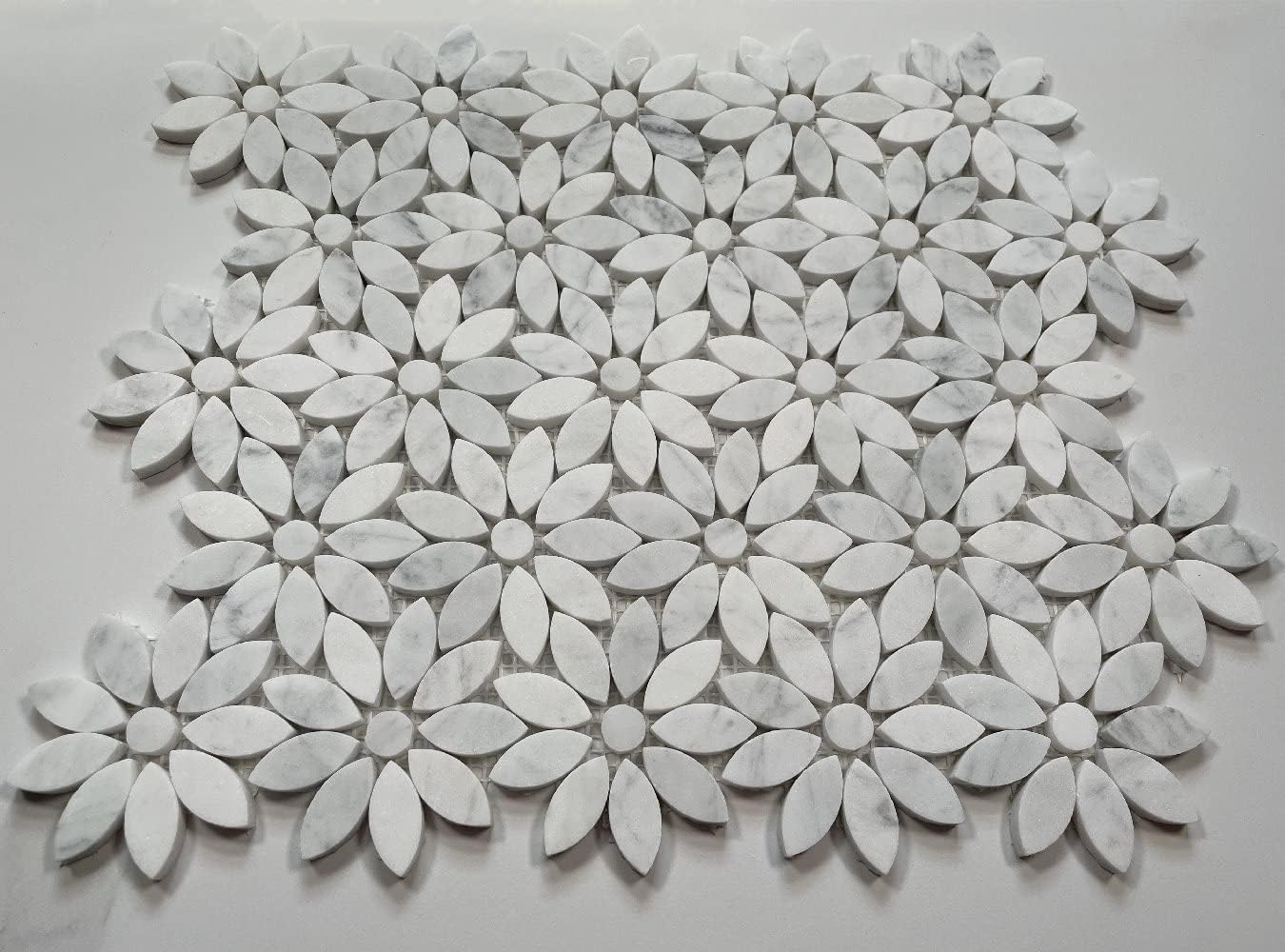 Carrara White Marble Daisy Flower Pattern Mosaic Australia | Ubuy