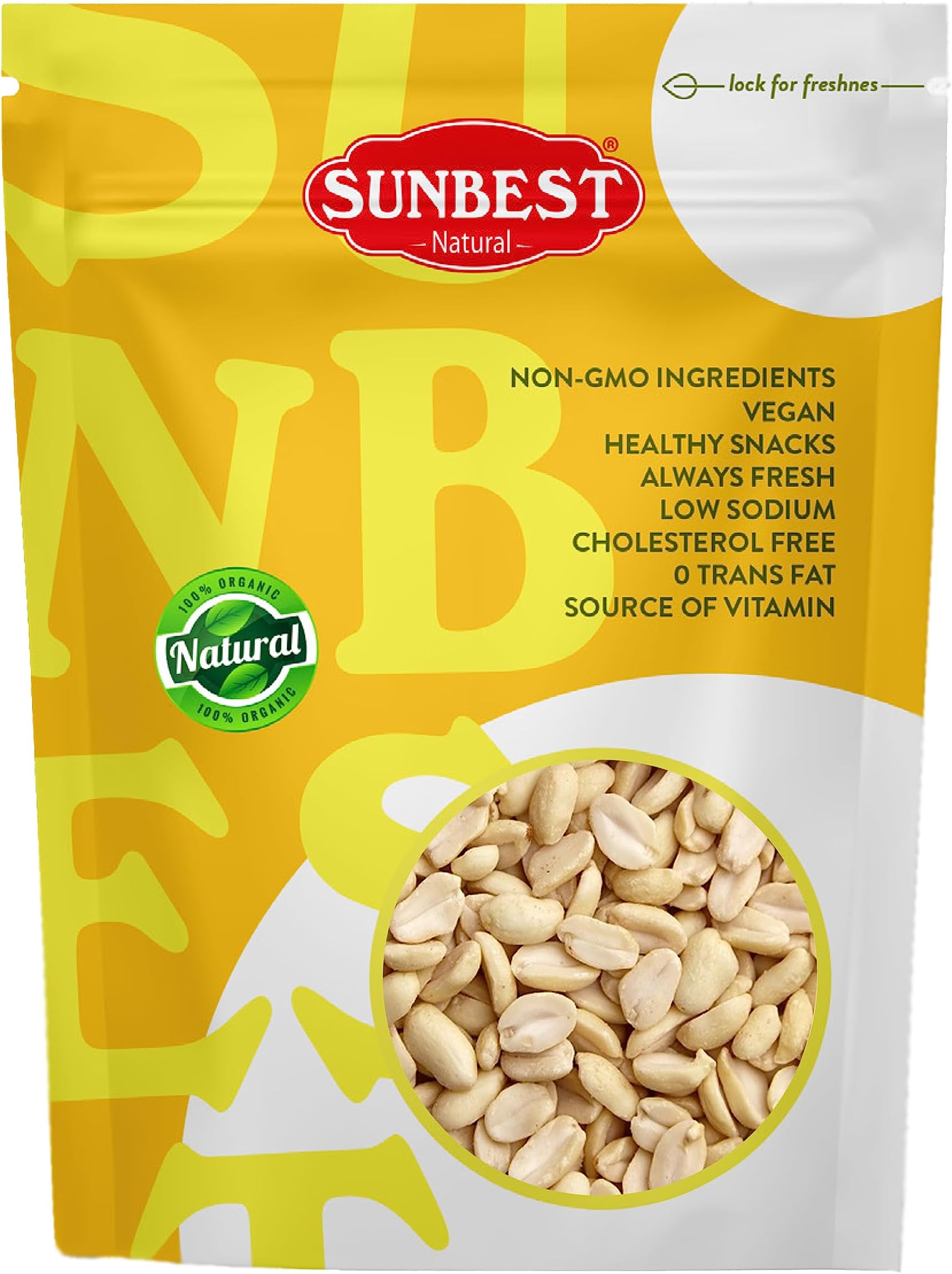 Amazon.com : Sunbest Natural - Unsalted Raw & Skinless Peanuts, 5 lbs ...