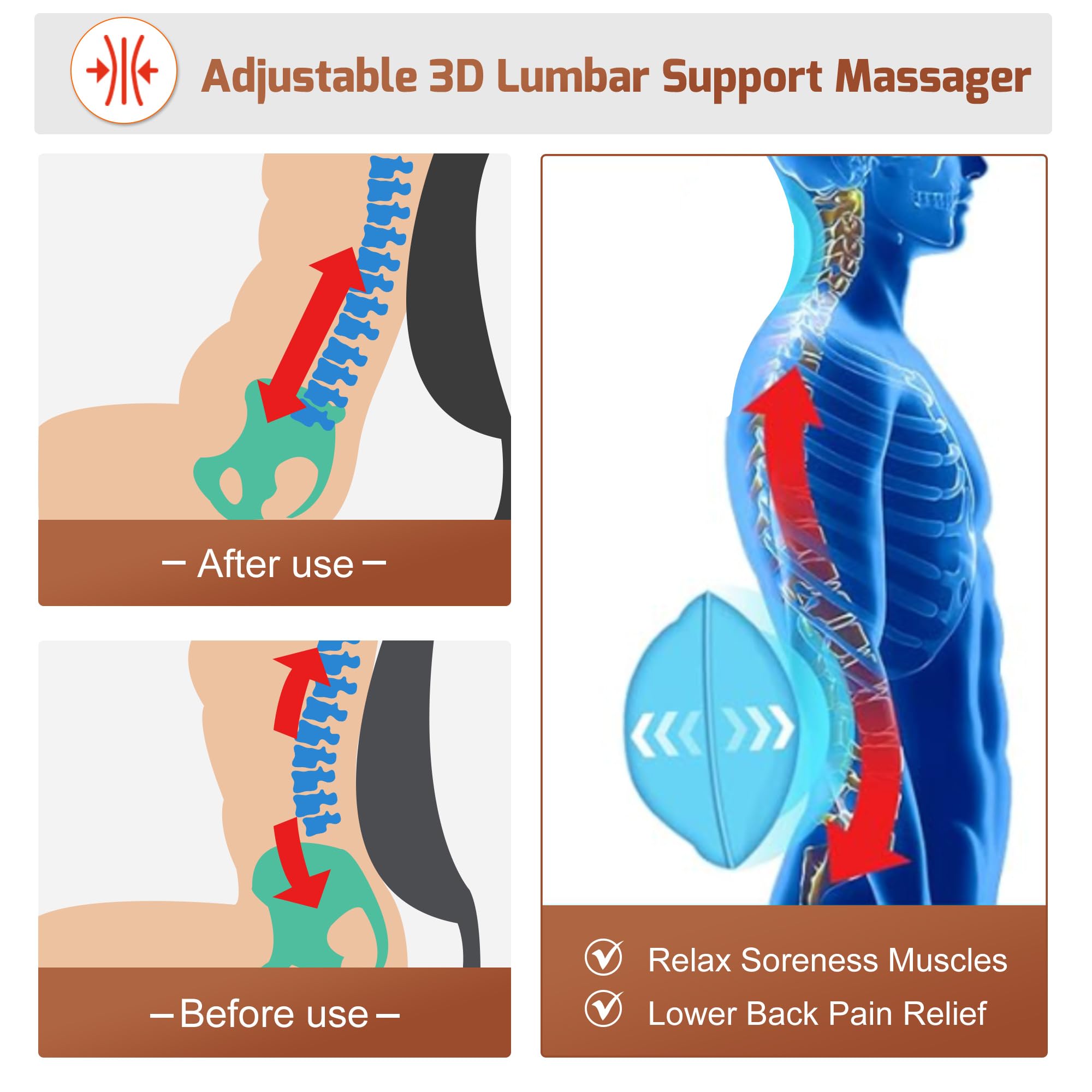 Snapklik.com : Comrelax Back Massage Chair Pad, 3D Lumbar Support ...