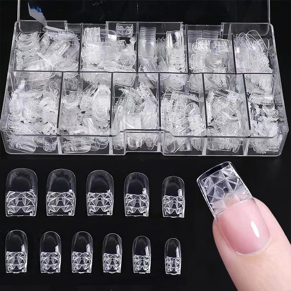Amazon.com: Colored Glaze Square Shaped False Fake Nails Concave Convex ...