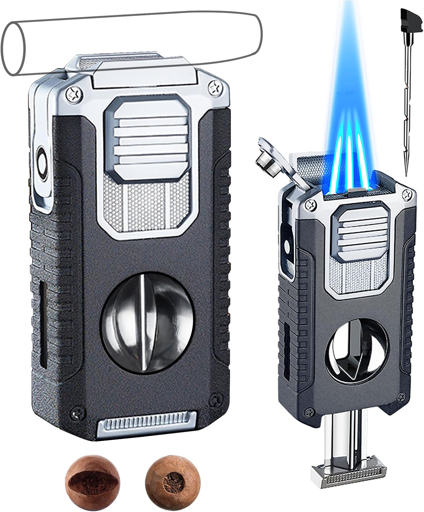 Amazon.com: Vrufamt Refillable Butane Torch Lighter with Built-in ...