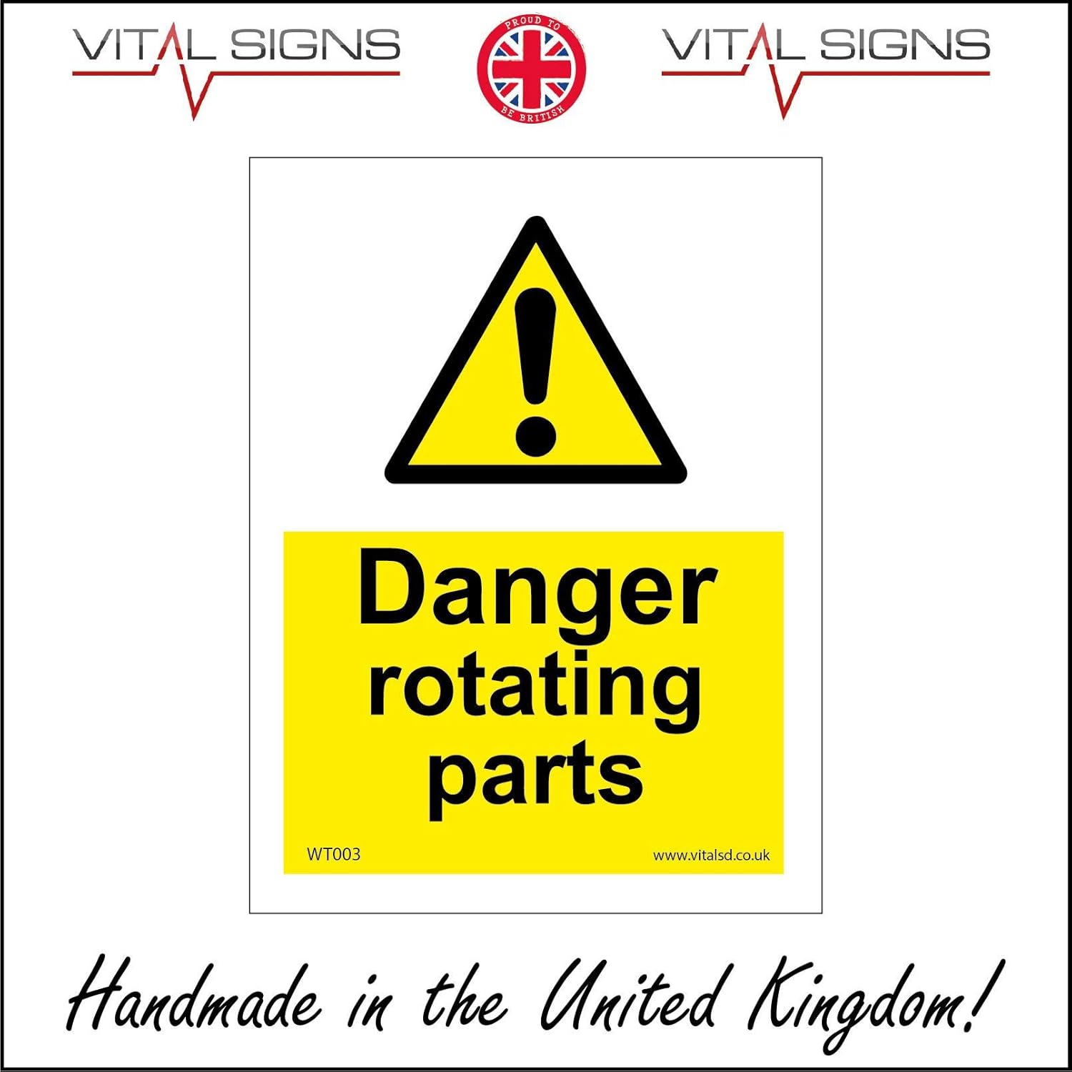 WT003 Danger Rotating Parts Sign Moving Safety Warning Spinning Trap ...