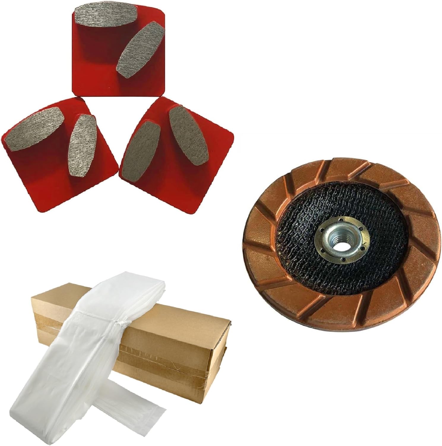 Husqvarna Grinding Discs (#60/80 Grit, Medium) + 72ft. Longo Pack Dust ...