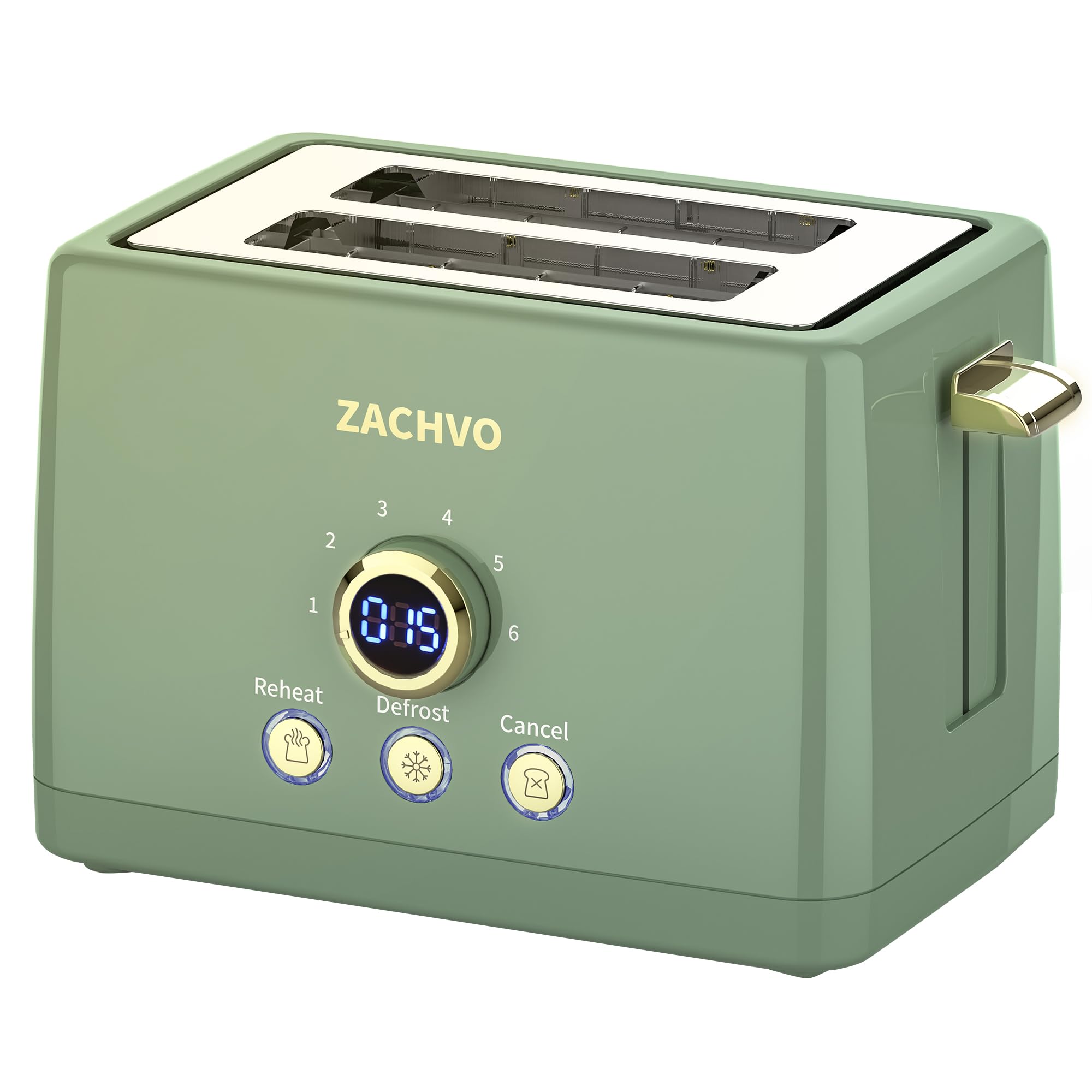 Toaster 2 Slice - ZACHVO Toaster with LCD Countdown Timer, 6 Browning ...