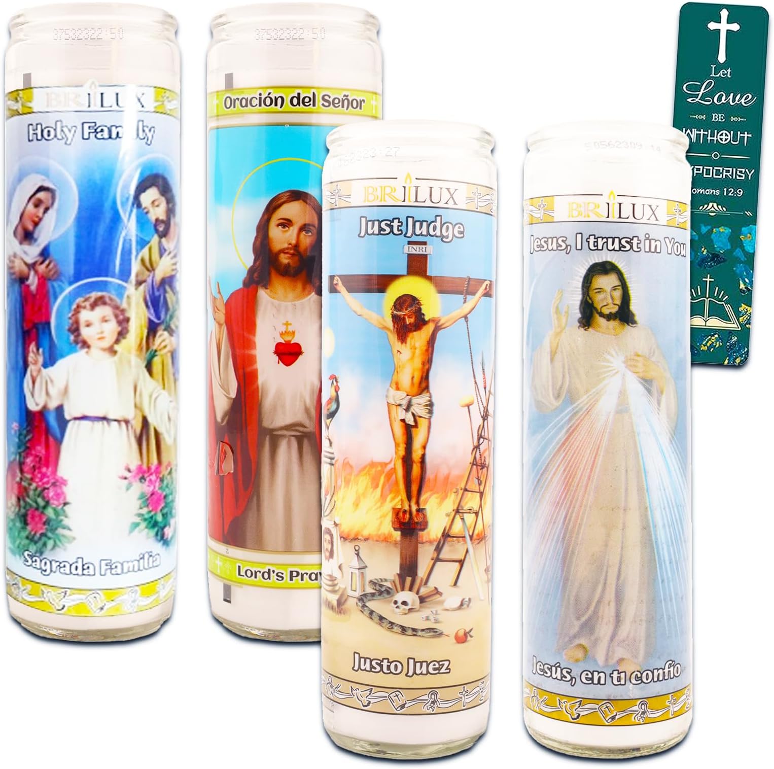 Amazon.com: Sacred Heart of Jesus Prayer Candle Set of 2 Sagrado ...