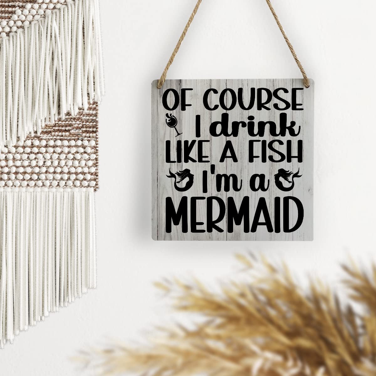 Snapklik.com : Mermaid Wooden Sign Home Wall Decor 7 X 7 Inch Of Course ...
