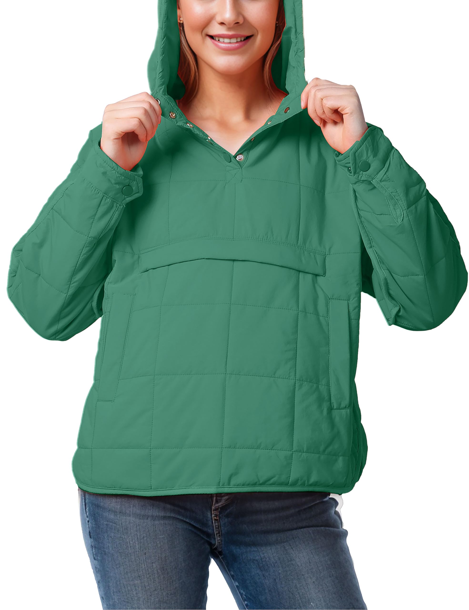 (Size Small) QIBABU Womens Oversized Hooded Puffer Jacket Lightweight ...