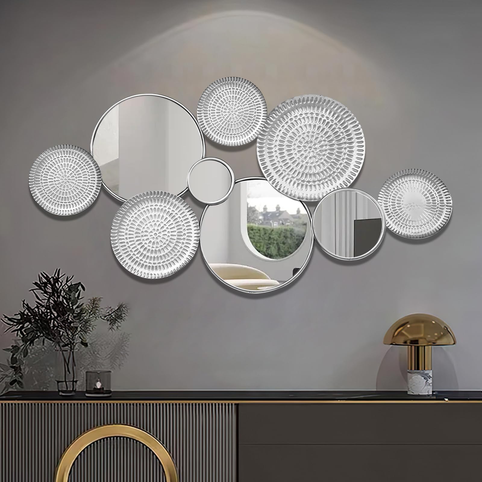 Amazon.com: Bassett Mirror Libra 3 Ring Mirror, Silver Leaf : Home ...