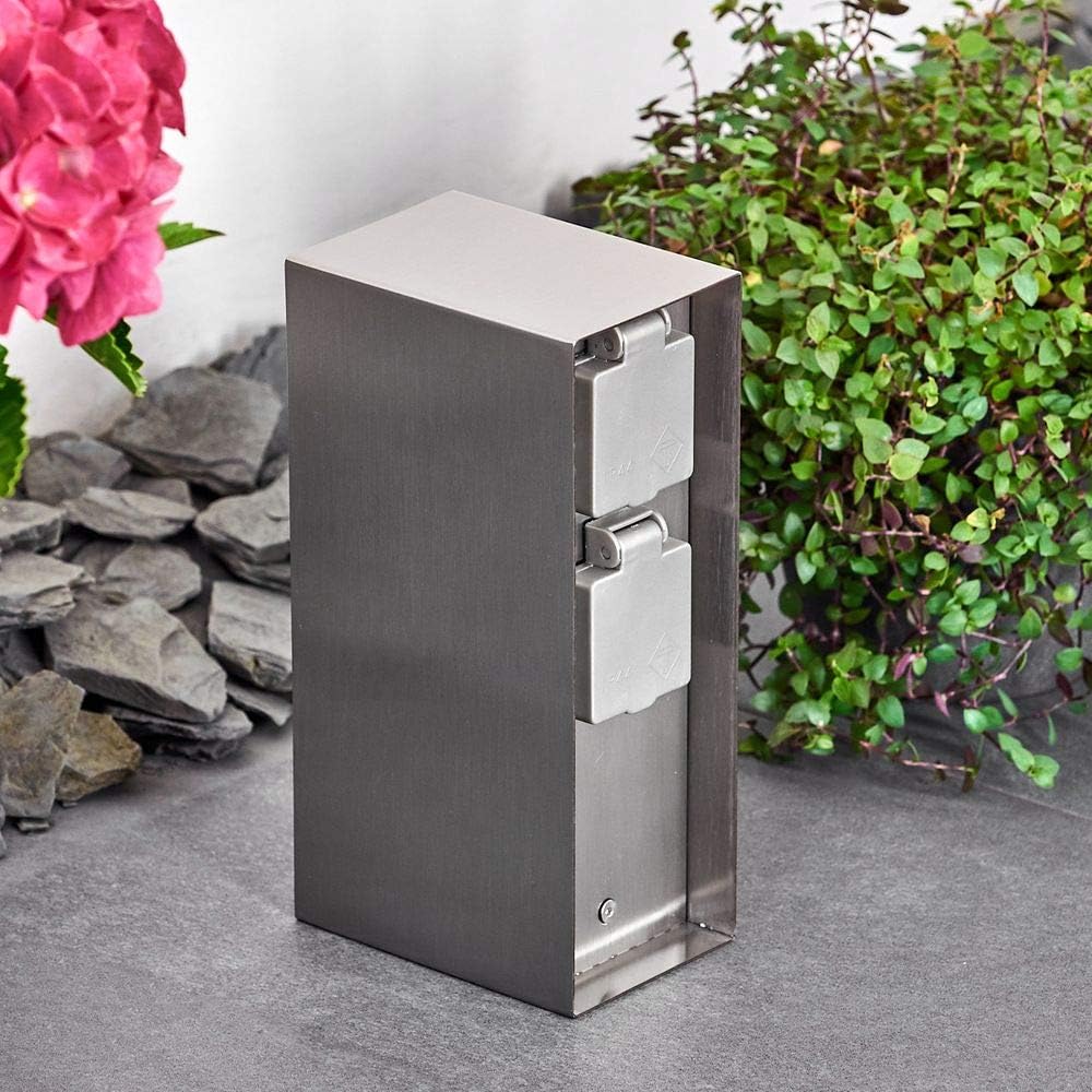 HOFSTEIN Außensteckdose Abilene, Gartensteckdose aus Metall in ...