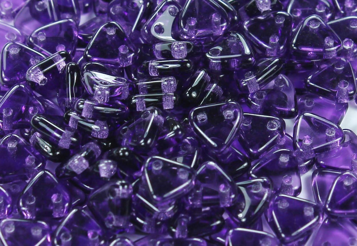 Amazon.com: CzechMates 2-Hole Triangle Glass Beads 6mm Tanzanite 10g ...