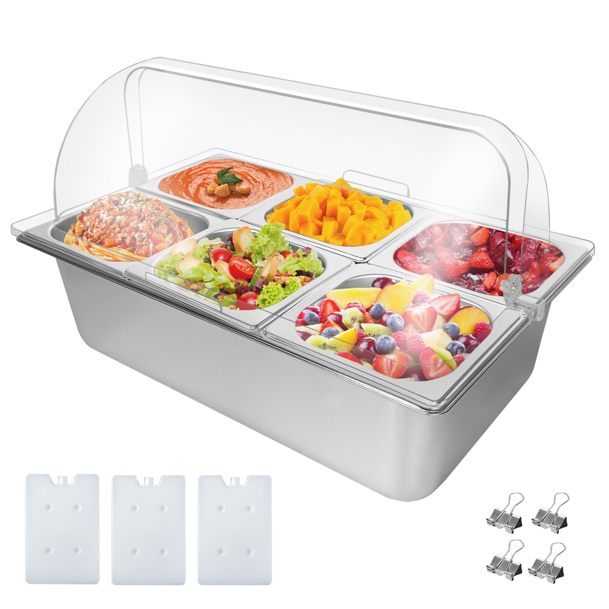 Amazon.com: Prolee Countertop Food Serving Display Container with 3 Ice ...