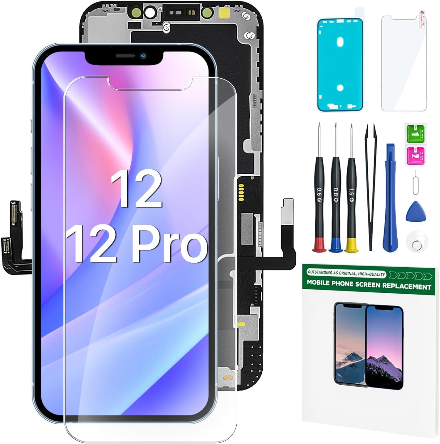 Amazon.com: FFtopu for iPhone 12 and 12 Pro Screen Replacement Kit 6.1 ...