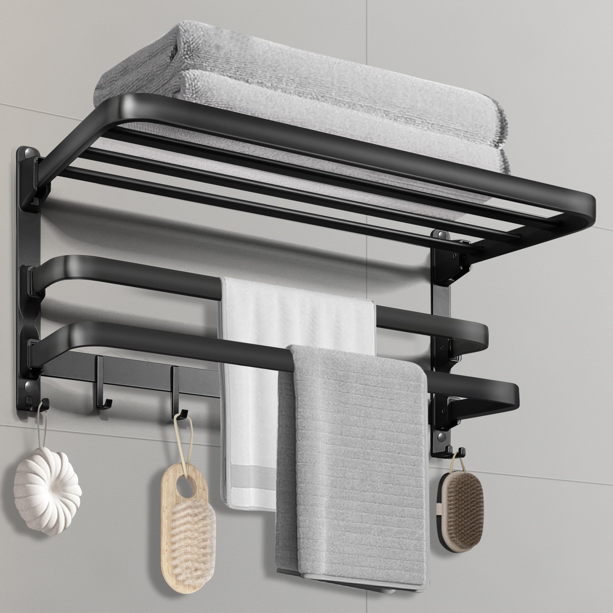 Amazon.com: VOLDRA 24-Inch Towel Rack,Bathroom Towel Shelf with 2 Towel ...