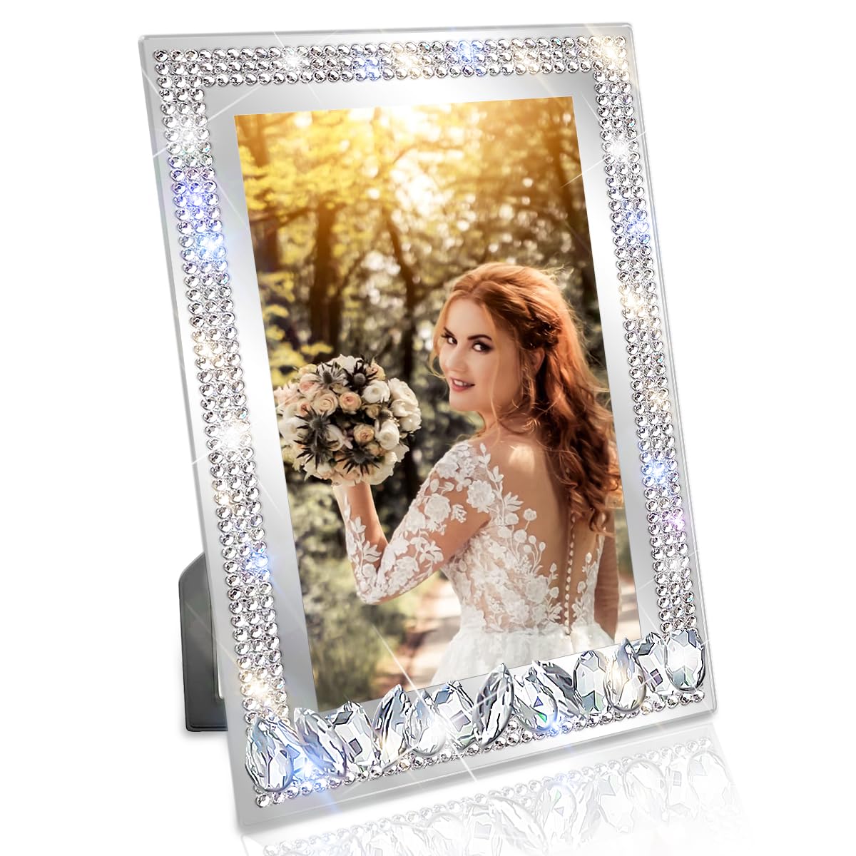 Amazon.com - GUFONKOD 3.5x5 bling Picture Frame Sparkle Glass Photo ...