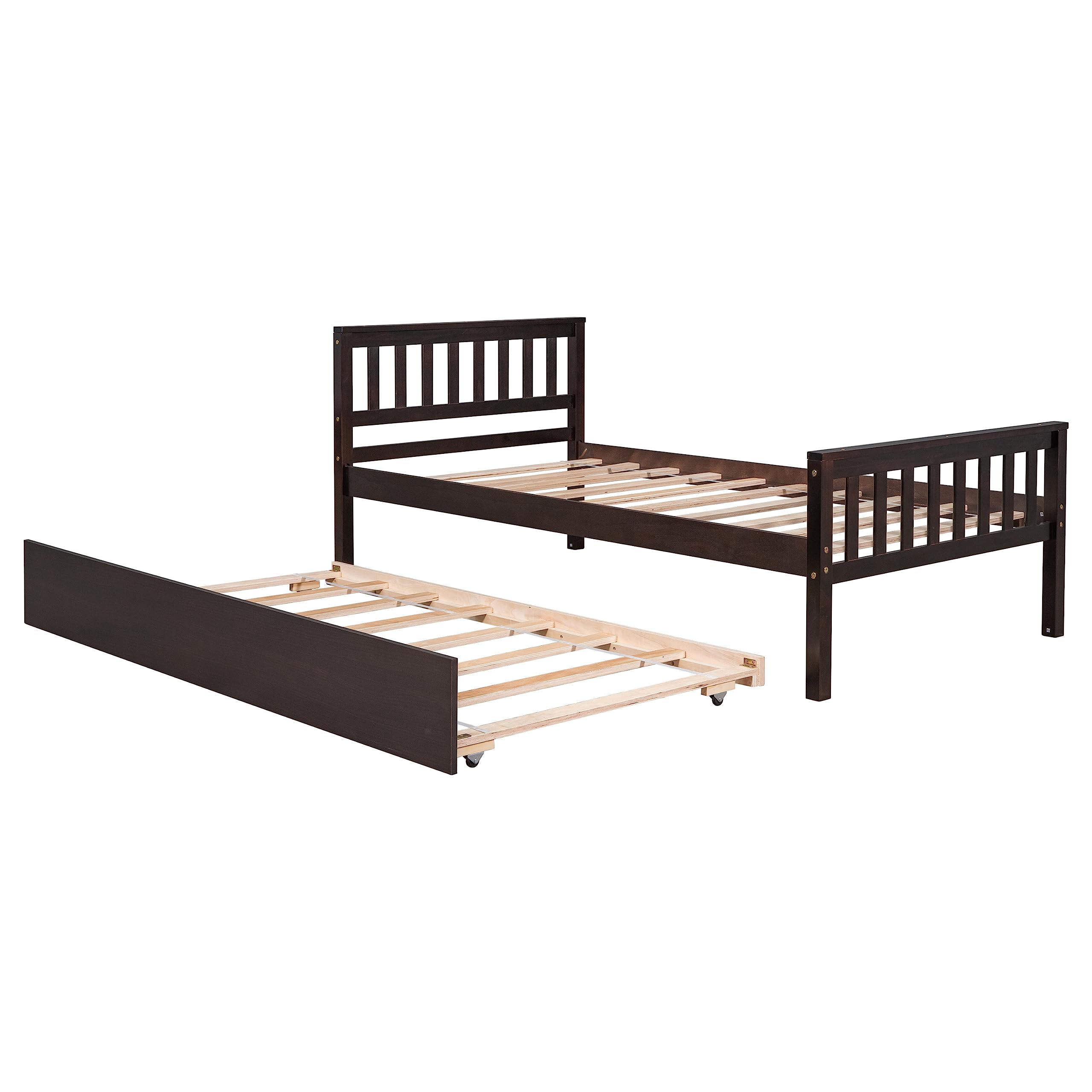 Amazon.com: IKEBHAVEN Pull-Out Single Bed Frame with Roller, Pine ...