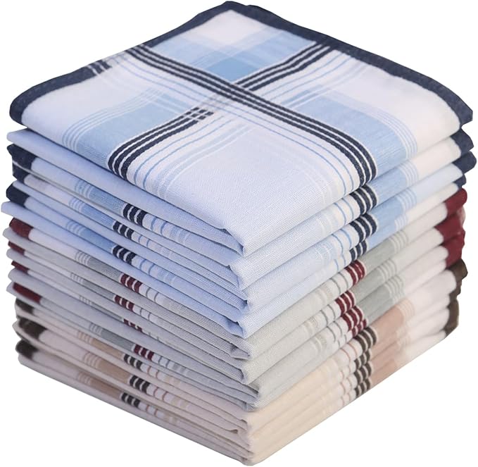 emlstyle Cotton Handkerchiefs for men Cotton Hankie Hankerchieves 12 Pack at Amazon Men’s ...