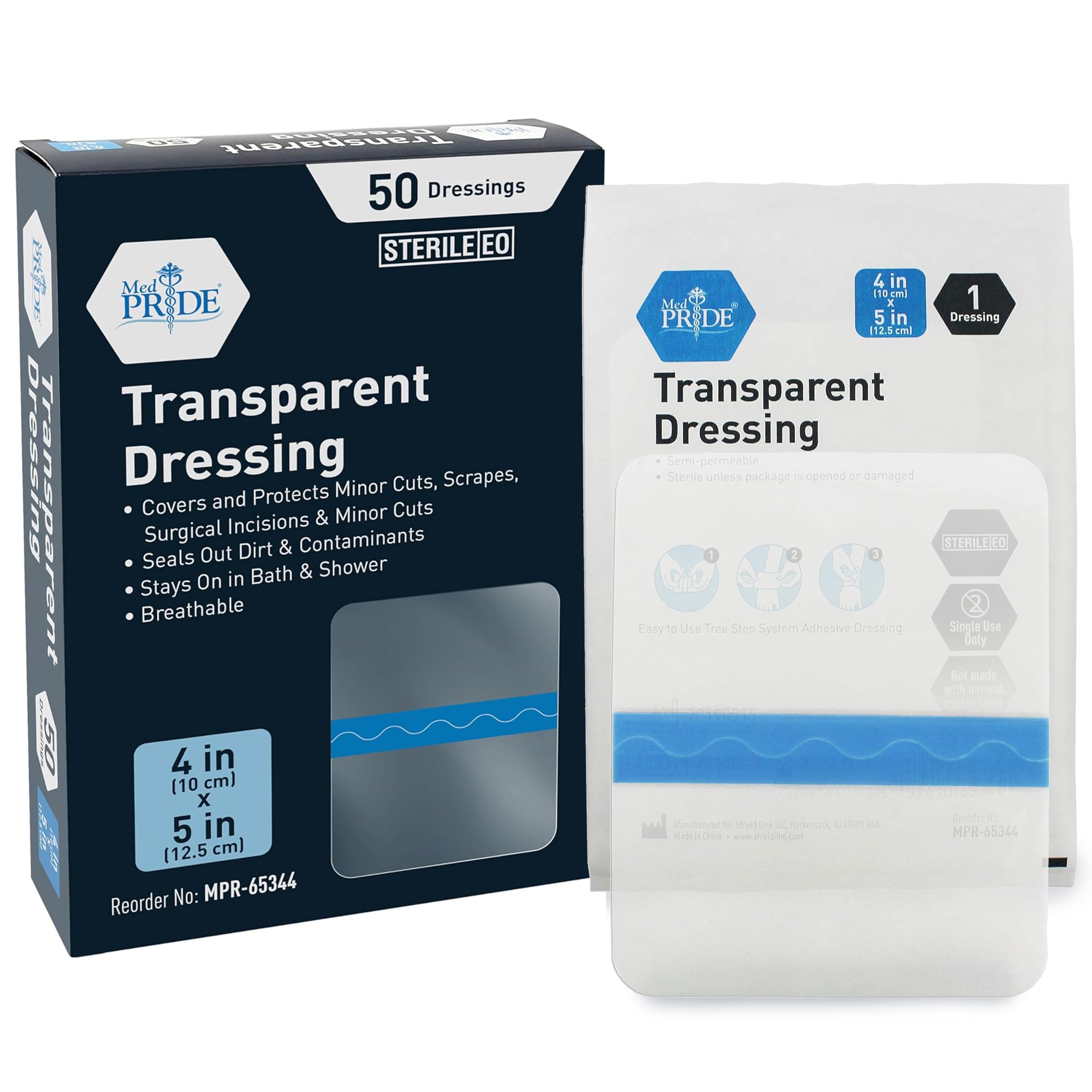 Amazon.com: MED PRIDE Transparent Film 4’’ x 5’’ Wound Dressing, 50 ...