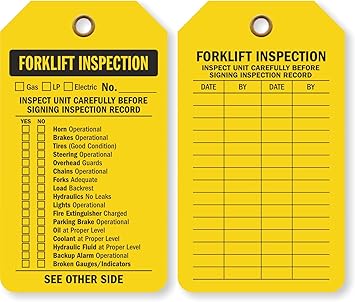 Amazon.com: SmartSign 2 Sided Forklift Inspection Tag | 3.375" x 5.875 ...