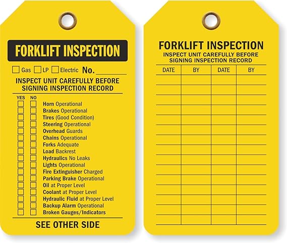 Amazon.com: SmartSign 2 Sided Forklift Inspection Tag | 3.375" x 5.875 ...