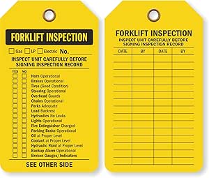 Amazon.com: SmartSign 2 Sided Forklift Inspection Tag | 3.375" x 5.875 ...