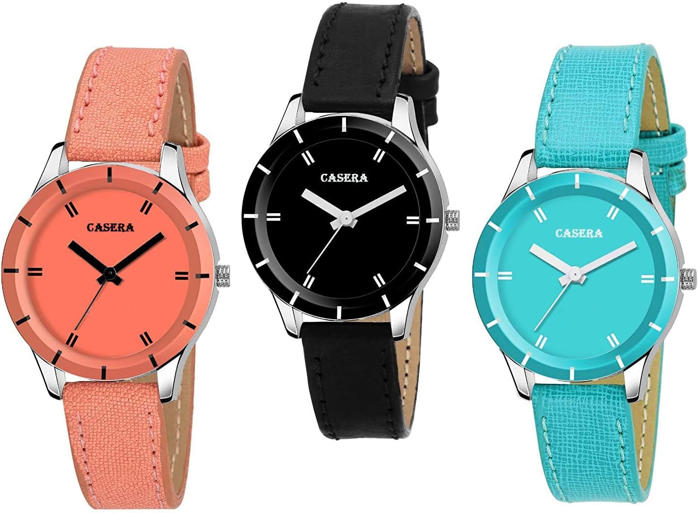 casera Analog Multi Color Leathers Strap Pack of 3 Combo Watch for ...