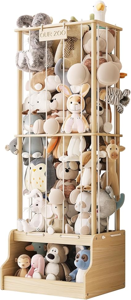 Amazon.com : EXPERLAM Stuffed Animal Storage, Wood Stuffed Animal Zoo ...