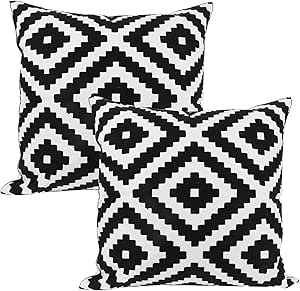 Poluka 2Pack Throw Pillow Covers 18x18 inches Simple Black White ...