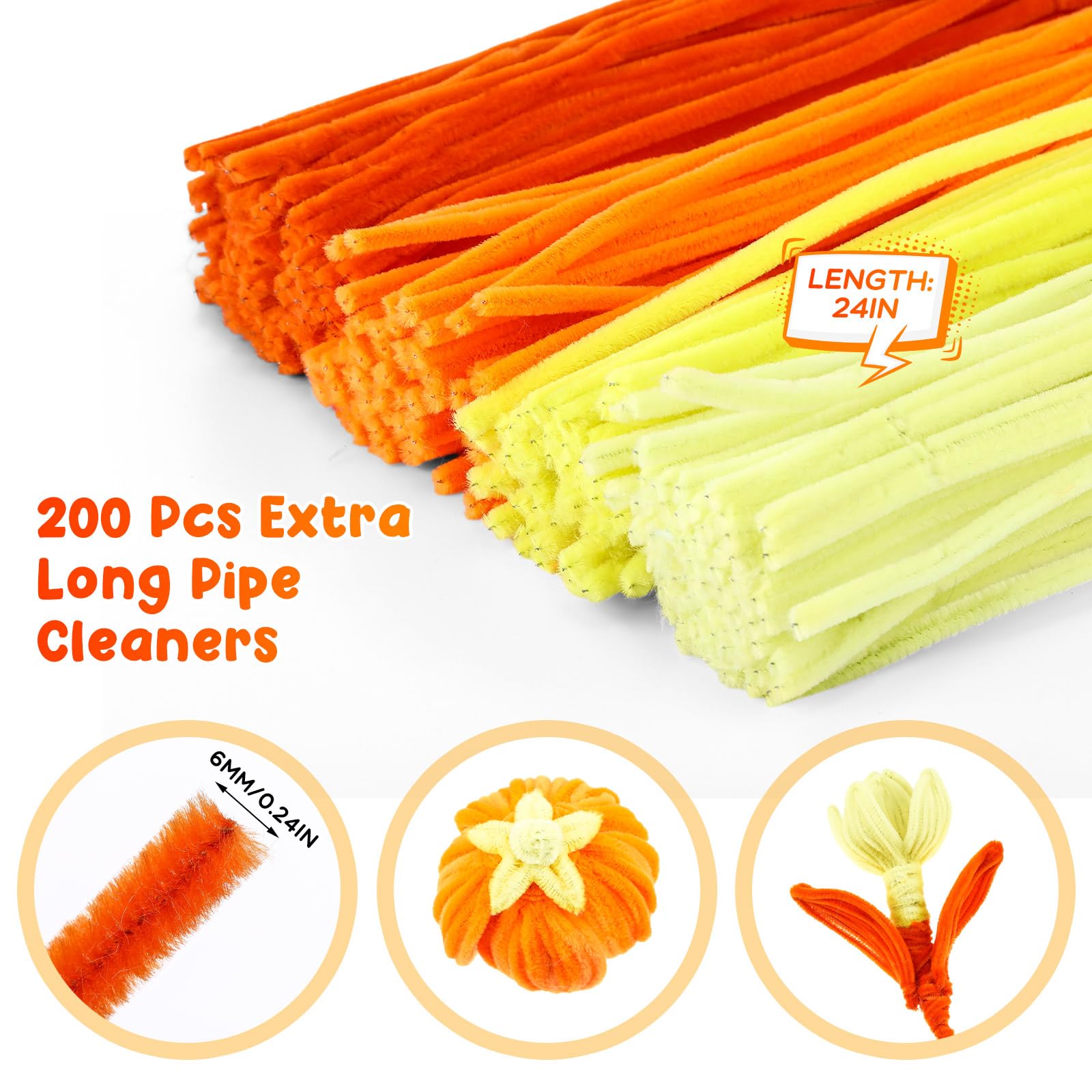Snapklik.com : RoundFunny 200 Pcs 24 Inch Extra Long Pipe Cleaners ...