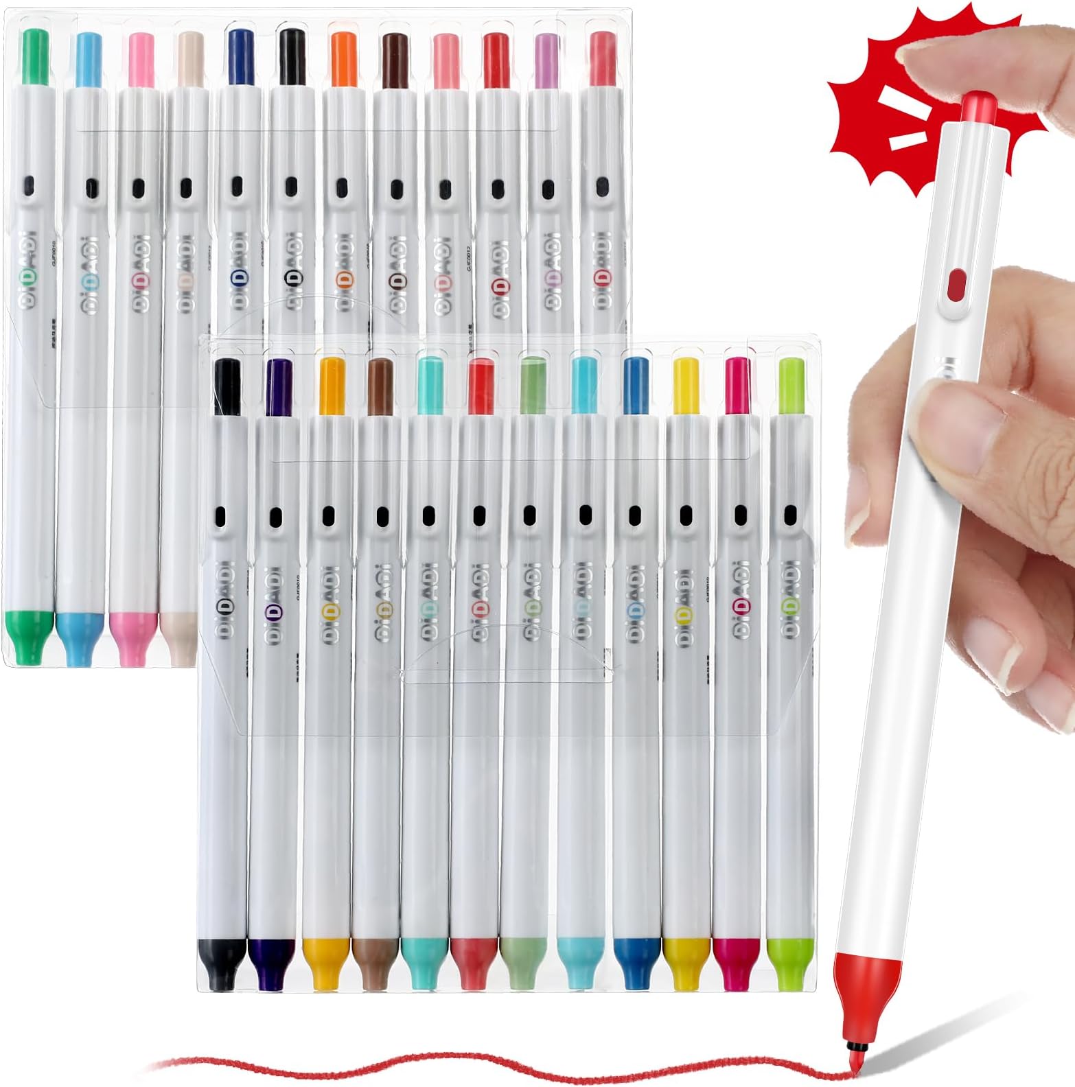 Amazon.com: MotiMind Clicks Washable Markers 24 Colors Clicks ...
