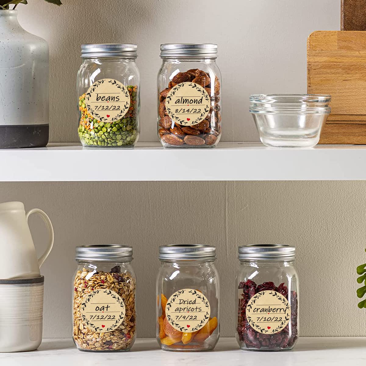 Snapklik.com : 500pcs 2" Label Stickers For Jars And Lids, Wreath Design