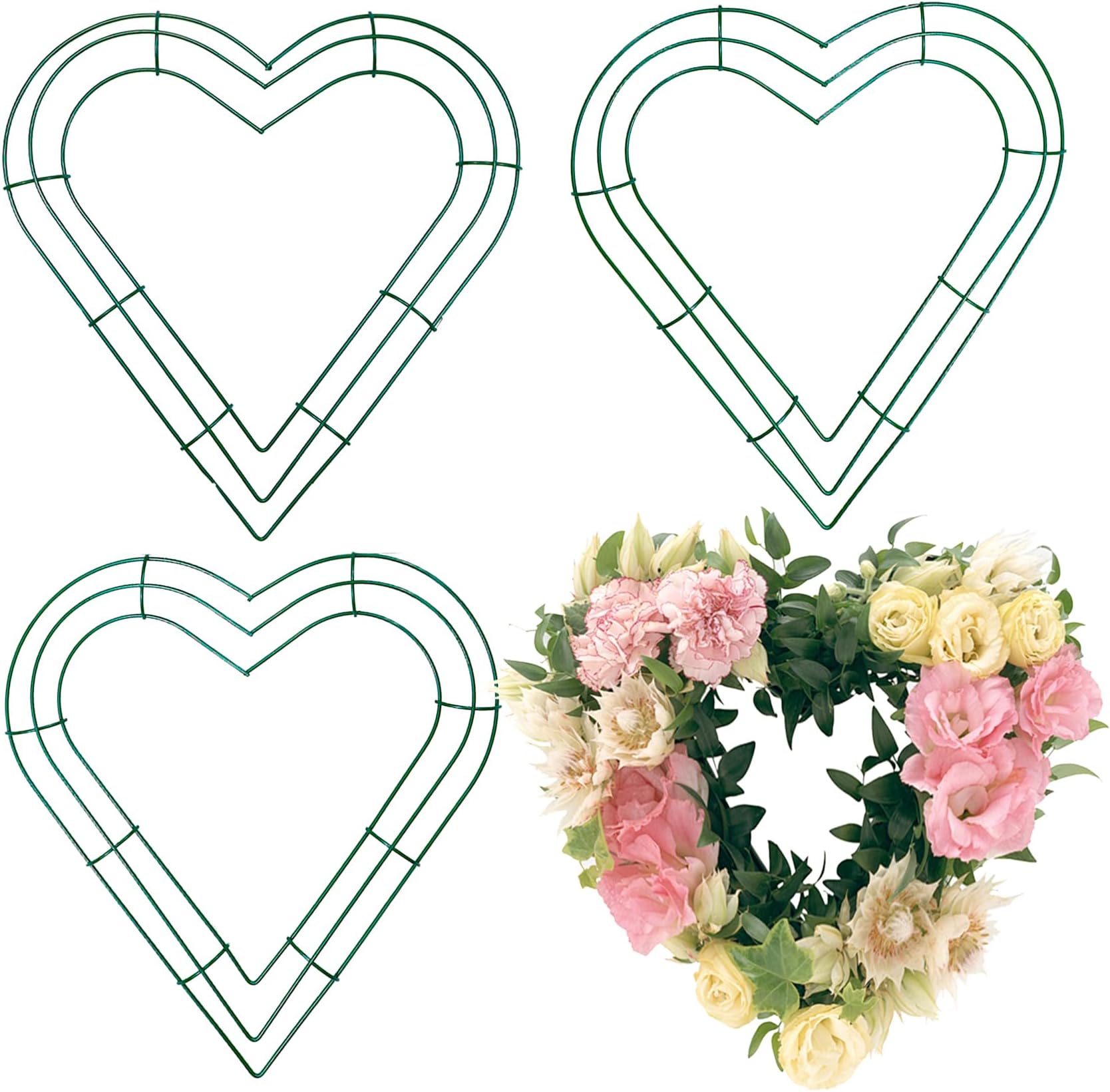 Amazon.com: KTELI 6 Pack Heart Metal Wreath 12 Inch Heart-Shaped Wire ...