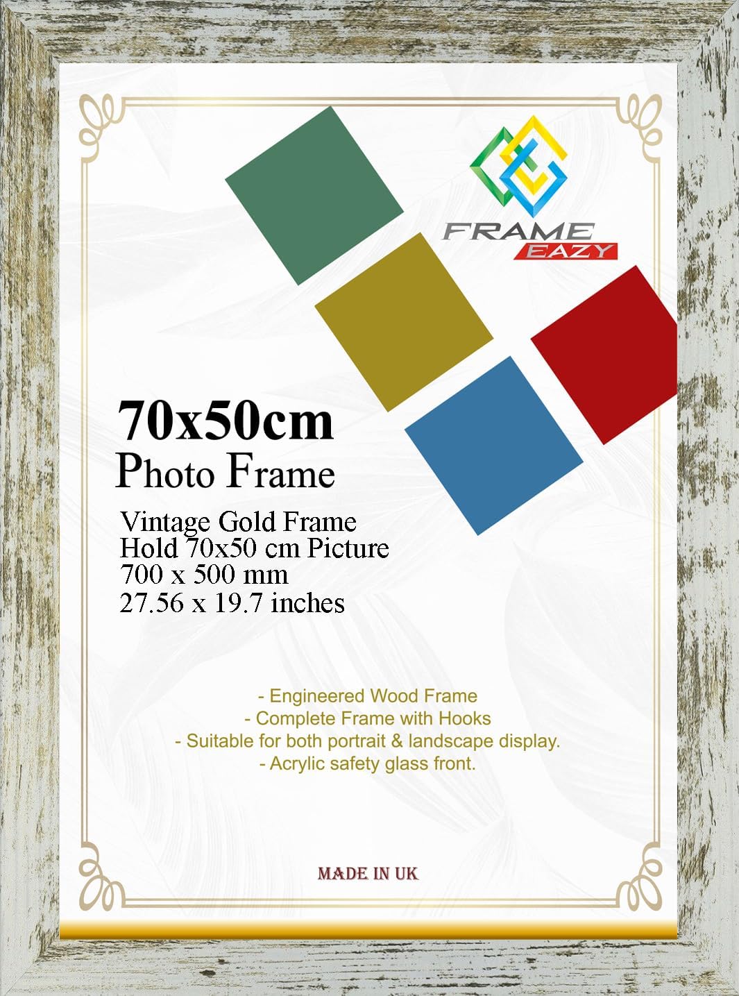 Modern Vintage Gold Poster Frame 70 x 50cm Large Photo Frame 700x500mm ...