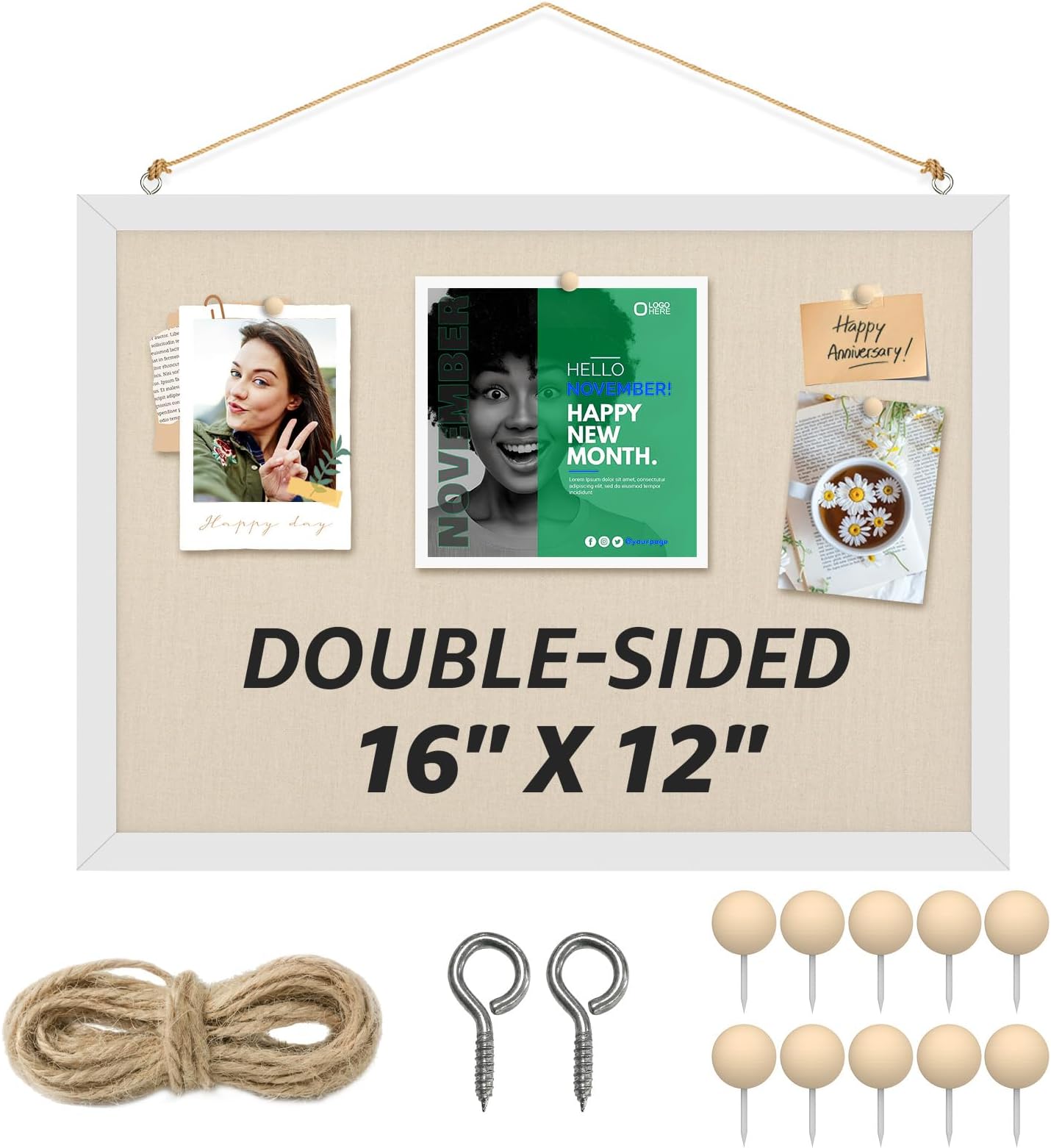 Amazon.com : AMUSIGHT Double-Sided Cork Board for Wall, 16" x 12 ...