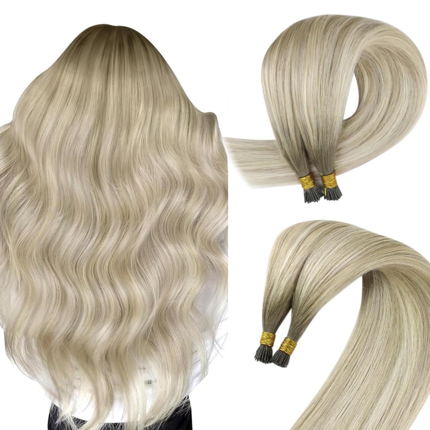 Amazon.com : Sunny Ombre I Tip Hair Extensions Blonde I Tip Hair ...