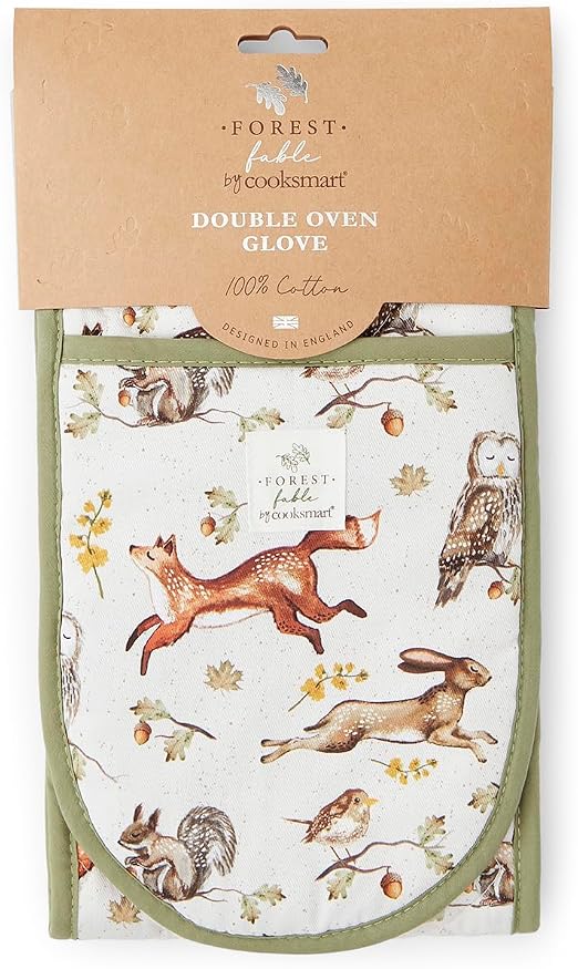 Cooksmart Forest Fable Double Oven Glove | British Designed 100% Cotton ...