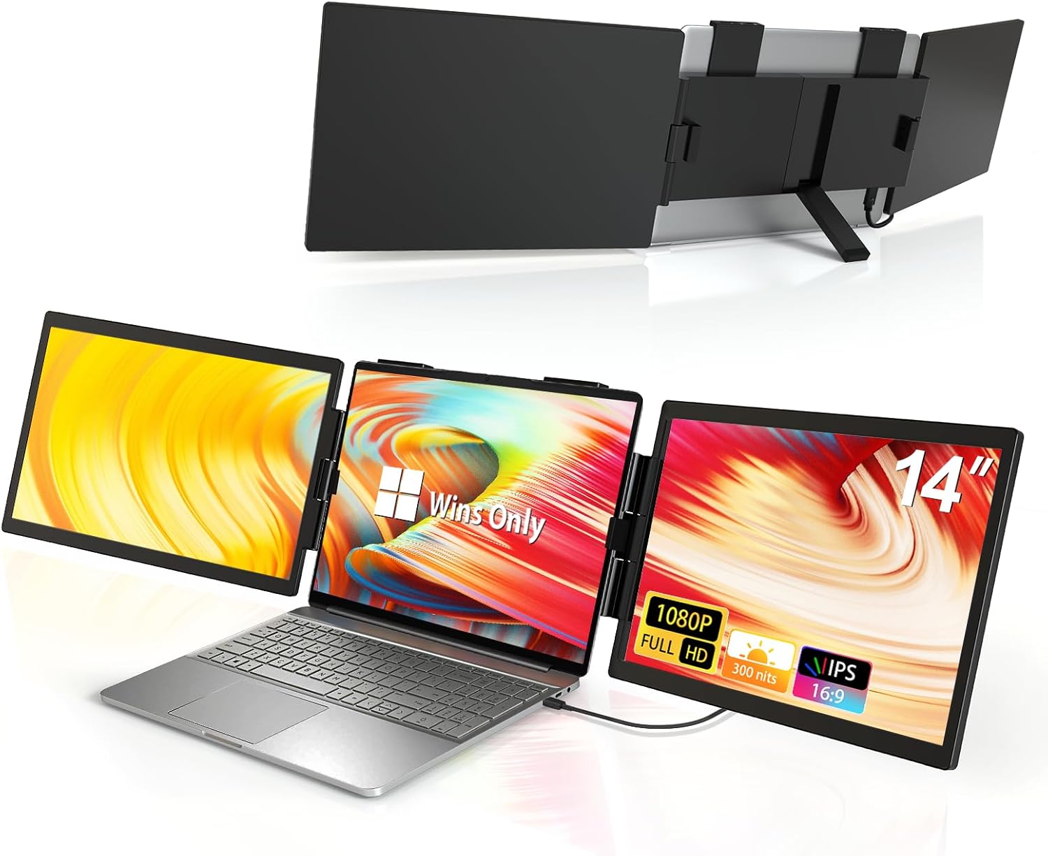Amazon.com: HotYeah Triple Laptop Screen Extender, 14" 1080P Dual ...