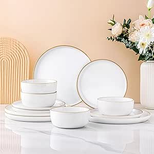 Amazon.com | AmorArc Dinnerware Set, 12 Pieces Ceramic Plates and Bowls ...