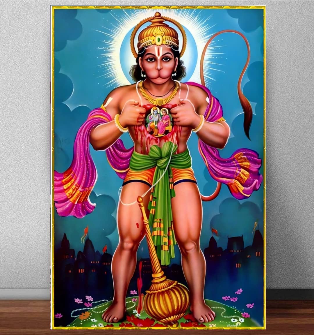 ART DESIGN - Hanuman Ji poster for home decor A4 Size, Lord Hanuman ...