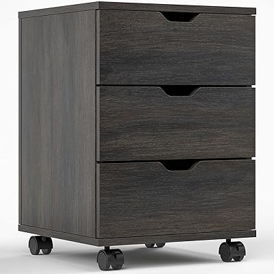 Amazon.com: STARY Mobile Wood 3 Drawer File Cabinet with Wheels for ...